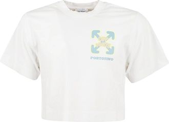 Off-white Homme, Tops, Blanc, Taille: S Crop T-shirt avec logo