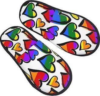 Generic Chaussons Coeurs Rainbow De La Gay Pride Confortable Pantoufles Légers Slippers Pour De Camping La Maison Voyage M