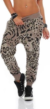 Malito more than fashion Malito Boyfriend Leo-Design Pantalon Baggy Torsion Harem Aladin Yoga Enrouler 3344 Femme Taille Unique (Fango)