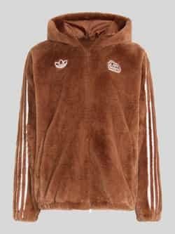 adidas Originals Relaxed Fit Teddyjacke mit Kapuze und Patches