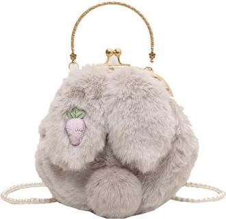 Generic Sac à main de lapin - Sac à bandoulière en peluche de lapin de dessin animé | Portefeuilles de lapin en peluche de dessin animé, joli sac à main avec 