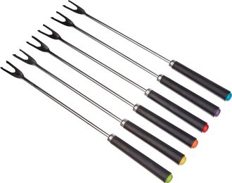 KELA 79313 Fonduegabeln, 6 St&uuml;ck, Farbliche Markierung, 24,5 cm L&auml;nge, Edelstahl/Kunststoff Morena