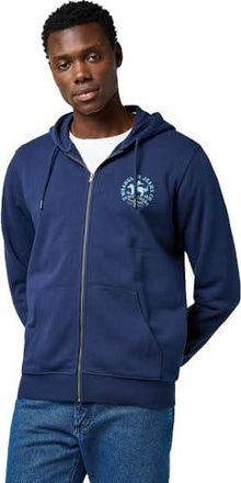Wrangler Graphic Zip Hoodie Sweatshirt &agrave; Capuche, Bleu Marine, L Homme