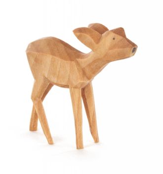 Rudolphs Schatzkiste Holztier geschnitzt REH witternd, gro&szlig; H&ouml;he 4cm NEU Reifenvieh Wildtier Holztier Erzgebirge