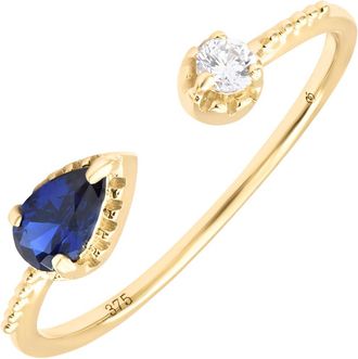 Edenly Echo Ring - 9-karätiges Gelbgold, synthetischer Saphir und Diamant