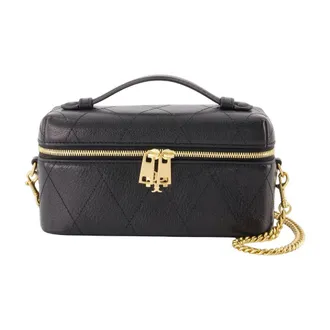 Tory Burch Quilted Calfskin Vanity Case - Black