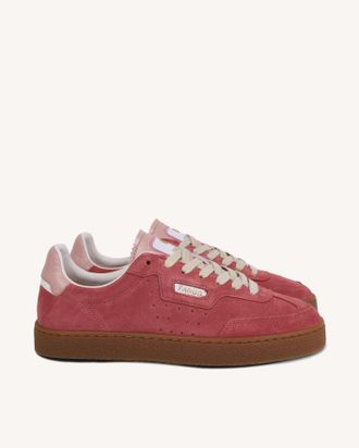 Faguo Baskets cuir su&egrave;de rose