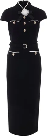 Self Portrait Knielanges Kleid - Schwarz