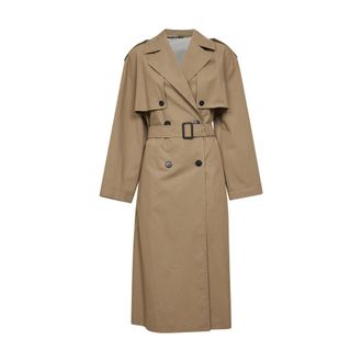 Max Mara Femme, Manteaux, Brun, Taille: 30 FR Trench-coat Fluide en Coton et Nylon