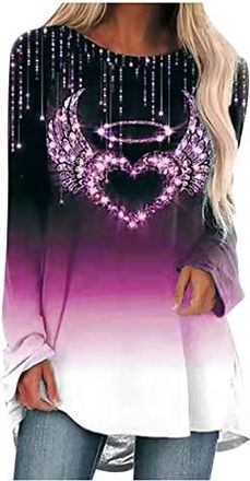 Generic T-shirts imprim&eacute;s T-shirt &agrave; manches longues ample pour femmes avec impression damour de la Saint-Valentin comme mode dhiver T-shirts personnalis&eacute;s T-s