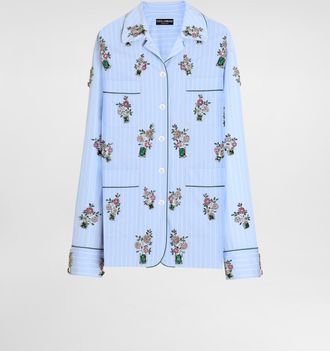 Dolce & Gabbana Poplin Vanity Shirt With Crystal Flower Embroidery - Frau Blusen Und Tops Mehrfarbig 46