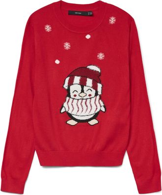 Vero Moda Damen Vmcute Ls O-Neck Pullover Xmas Box, Chinese Red, S