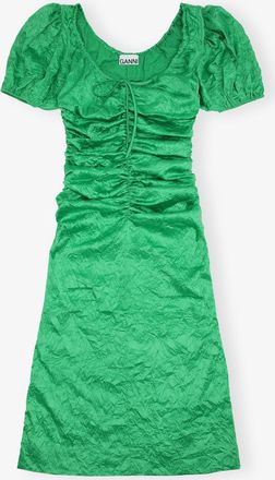 Ganni Robe midi en satin froiss&eacute; vert - Taille 44 - Pour Femme