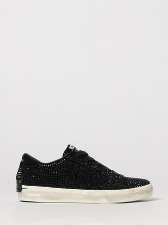 Crime London Baskets basses en cuir et tissu avec application de strass