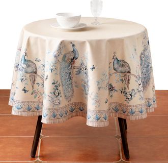 Maison d'Hermine Tischdecke, 100 % gek&auml;mmte Baumwolle, hochwertig, dekorativ, 178 cm Durchmesser, runde Tischdecken, waschbar, f&uuml;r K&uuml;che, Party, Hochzeit, Restaurant u