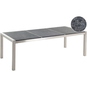 Beliani Gartentisch GROSSETO 220 cm 100 cm geflammter Granit Graphitgrau
