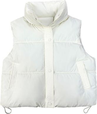 ORANDESIGNE Doudoune sans Manche Femme Gilet en Duvet sans Capuche Gilet Matelassé Décontracté Légère Veste Courte Chaud Manteau Parka Hiver Slim Casual Zip Up Gi