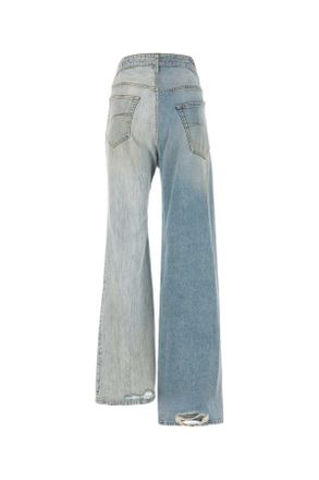 Balenciaga Womens Two-Tone Denim Fifty-Fifty Jeans Iced+bleachedring Exterior: Cotton