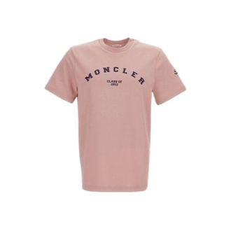 Moncler T-shirt &agrave; manches courtes avec logo imprim&eacute; - Homme - Tops - Rose - Taille: M