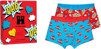 Happy Socks Mens 2-Pack Super Dad Boxers Gift Set Boxer Shorts, Blue, Red, Extra Large