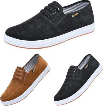 Generic Chaussures De Marche Homme Plates Bout Rond sans Lacets R&eacute;tro Toile Chaussures de Sport Course Ext&eacute;rieur Antid&eacute;rapant Baskets Tendances Confortable (B