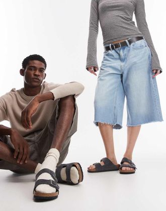 Birkenstock Arizona - Sandales unisexes en daim - Anthracite-Gris