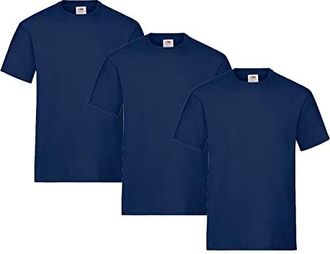 Fruit Of The Loom Lot de 3 t-shirts pour homme Taille 3XL (3 x bleu marine) Avec 1 bloc-notes HL Kauf