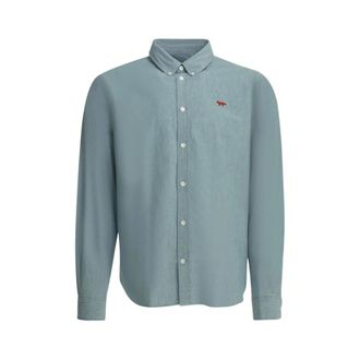 Maison Kitsun&eacute; Profile Fox Regular Shirt - - Shirts - Herren - Blau - XL