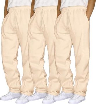 Generic Lot de 3 Baggy Jogging Homme Large Sport Sweatpants Y2k D&eacute;tente Travail Ample Pantalon Grande Taille Mens Mode Dint&eacute;rieur Taille Elastique Pantalons E