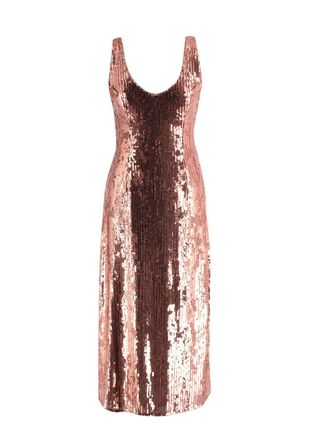 Galvan Rose Gold Mirror Sequin Valletta Dress Size XS