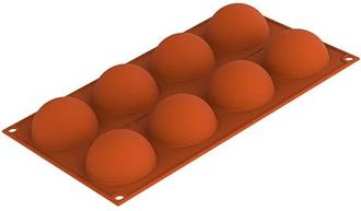 Silikomart | SF003 Silikonform f&uuml;r Monoportionen SEMISFERA, Antihaftbeschichtung, 6 Hohlr&auml;ume, 1er Pack Backform, &Oslash; 60 h 30 mm, Made in Italy, Orange