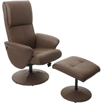 Hhg Neuwertig] Relaxsessel Stockholm, Fernsehsessel Relaxliege TV-Sessel mit Hocker Kunstleder, taupe