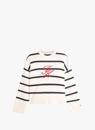 Tommy Hilfiger Pull logo &agrave; rayures en coton