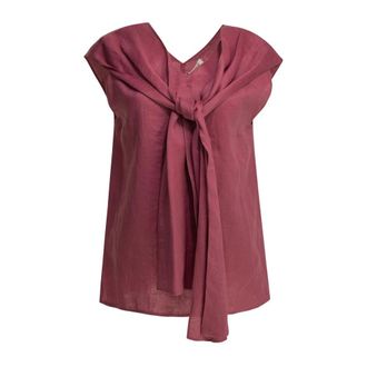 Max Mara Top &agrave; col nou&eacute; drap&eacute; - Femme - Blouses et Chemises - Rose - Taille: 34 FR