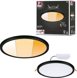 Paulmann 93102 LED Panel Einbaupanel Areo IP44 230mm 3-Step-Dim rund incl. 1x16 W dimmbar Warmweiß Schwarz Kunststoff Deckenleuchte 2000 K
