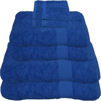 Julie Julsen 6 TLG Handtuchset 2 Badet&uuml;cher 2 Handt&uuml;cher + 2 Waschhandschuhe gratis Reine Baumwolle &uuml;ber 30 Farben Royalblau