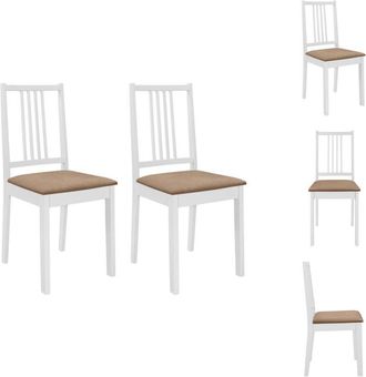 vidaXL Vidaxl - Esszimmerstühle mit Polstern 2 Stk. Weiß Massivholz - Esszimmerstühle - Holzstühle - Weiße Stühle - Küchenstühle - Gemütliche Stühle