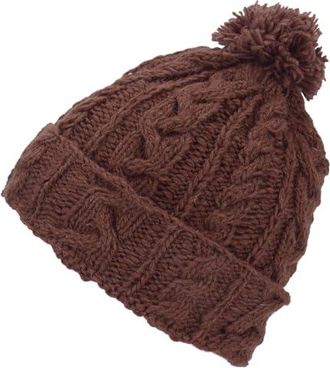 Guru Shop Beanie Bonnet à pompon du Népal Homme/Femme Turquoise Laine Taille unique, Marron nougat, taille unique