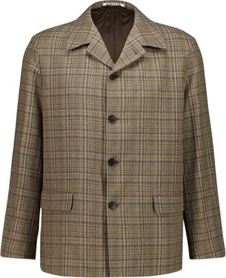 Auralee Homme, Vestes, Brun, Taille: XL Veste en soie et lin &agrave; carreaux
