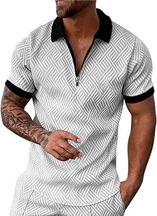 Generic Polo extensible et court pour homme - Coupe droite - Doux - Confortable - D&eacute;contract&eacute; - Respirant - &Agrave; porter au quotidien, gris fonc&eacute;, S