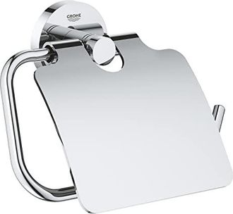 GROHE Start D&eacute;rouleur de Papier Toilette Mural avec Couvercle, Fixations Cach&eacute;es, M&eacute;tal, A Coller avec GROHE QuickGlue ou &agrave; Visser, Chrom&eacute;, 41179000