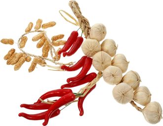 Garneck Rote Chilischote 3 Stück künstlicher Knoblauch hängende Schnur Fake Chili Gemüse Saiten Gefälschte Paprika Fotografie Requisiten Girlande Wand Bauernh