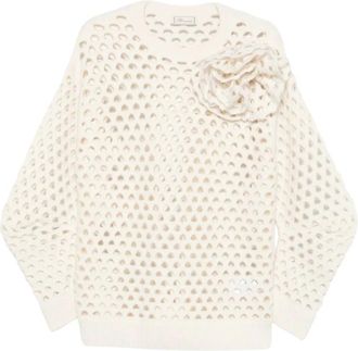 Blumarine Pull &agrave; application florale - Femme - Pulls - Blanc - Taille: 38/40 FR