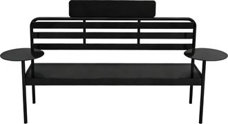 Generic Metallbank Sitzbank Outdoor Wetterfest 2 Sitzer mit R&uuml;ckenlehne und Ablagen Gartenbank Parkbank Eisen f&uuml;r Gastronomie, Balkon, Terrasse, &Ouml;ffentliche B