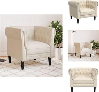 vidaXL Fauteuil Chesterfield lin - Fauteuil Chesterfield - Fauteuils Confortables - Canap&eacute; Design - Meuble Salon - D&eacute;coration Int&eacute;rieure
