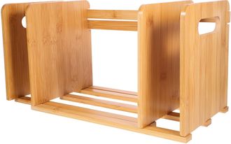 BESPORTBLE Verstellbares Holz schreibtischregal Mehrzweck Bücher Schallplattenständer Offener Organizer für CDs Magazine Büro und Wohnzimmer Platzsparend und Lan