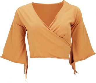 Guru Shop Elfen Top, Top Goa-chic, Wickeltop - Curry, Damen, Baumwolle, Size:S
