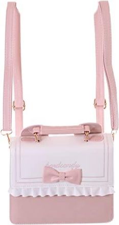 Kawaii-Story LB-6071-2 Sac &agrave; dos 2 en 1 Motif noeud rose et blanc 23 cm Pour femme, Rose