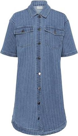 Kaffe Womens Shirt Dress Denim Knee Length Half Sleeves Buttons Boxy Fit