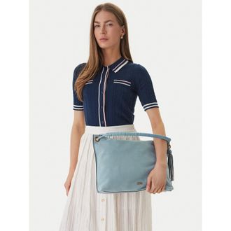 Tommy Hilfiger Handtasche Tommy Hilfiger Th Statement Leather Bag Suede AW0AW18402 Himmelblau